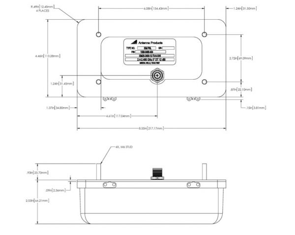 ISM25-2400-12-T0-N-SV6 UHF RFID WiFi Panel Antenna 2400-2485 MHz 12 dBi ...